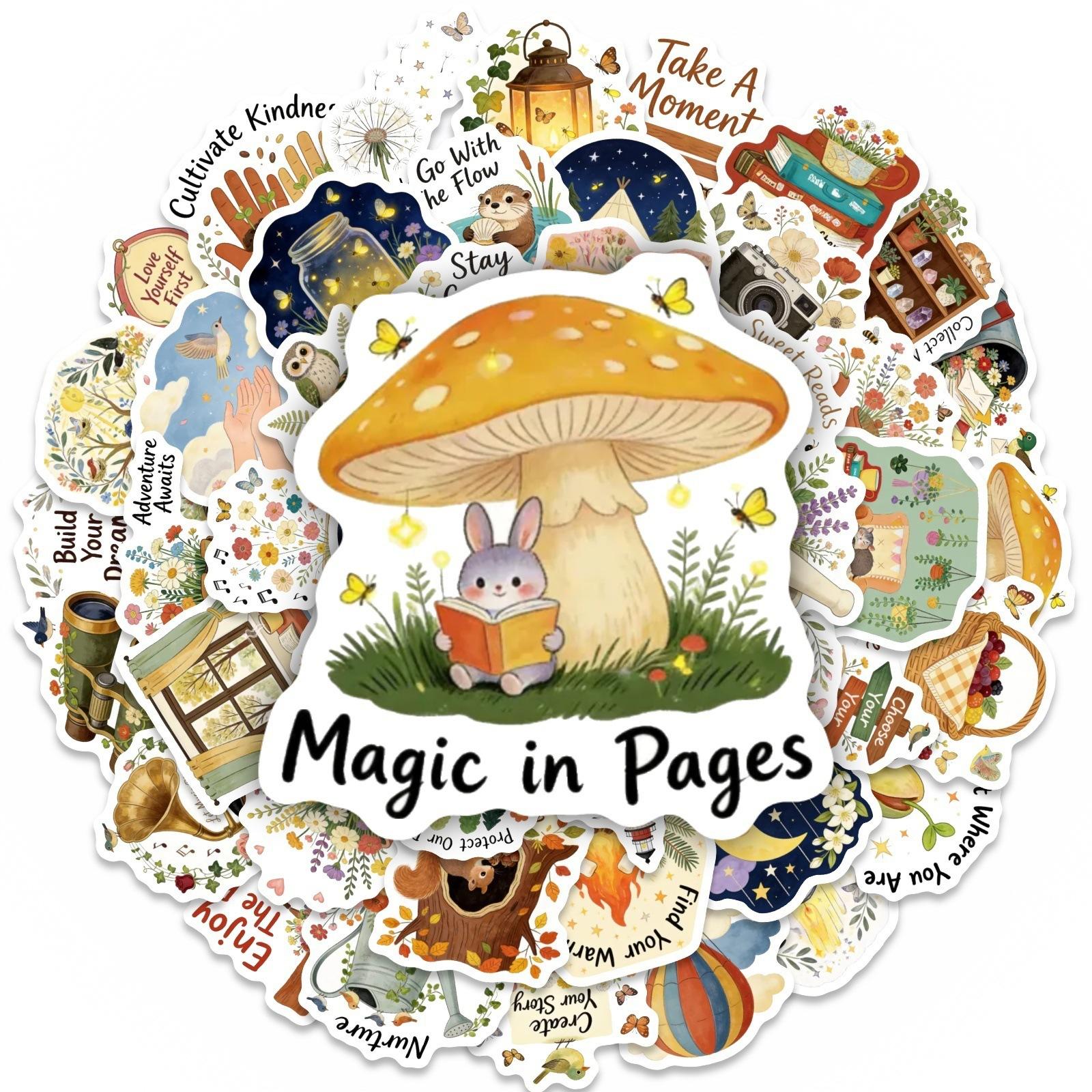 50pcs Inspirational Quotes Hand-drawn Pastoral Series Stickers, Sticker ...