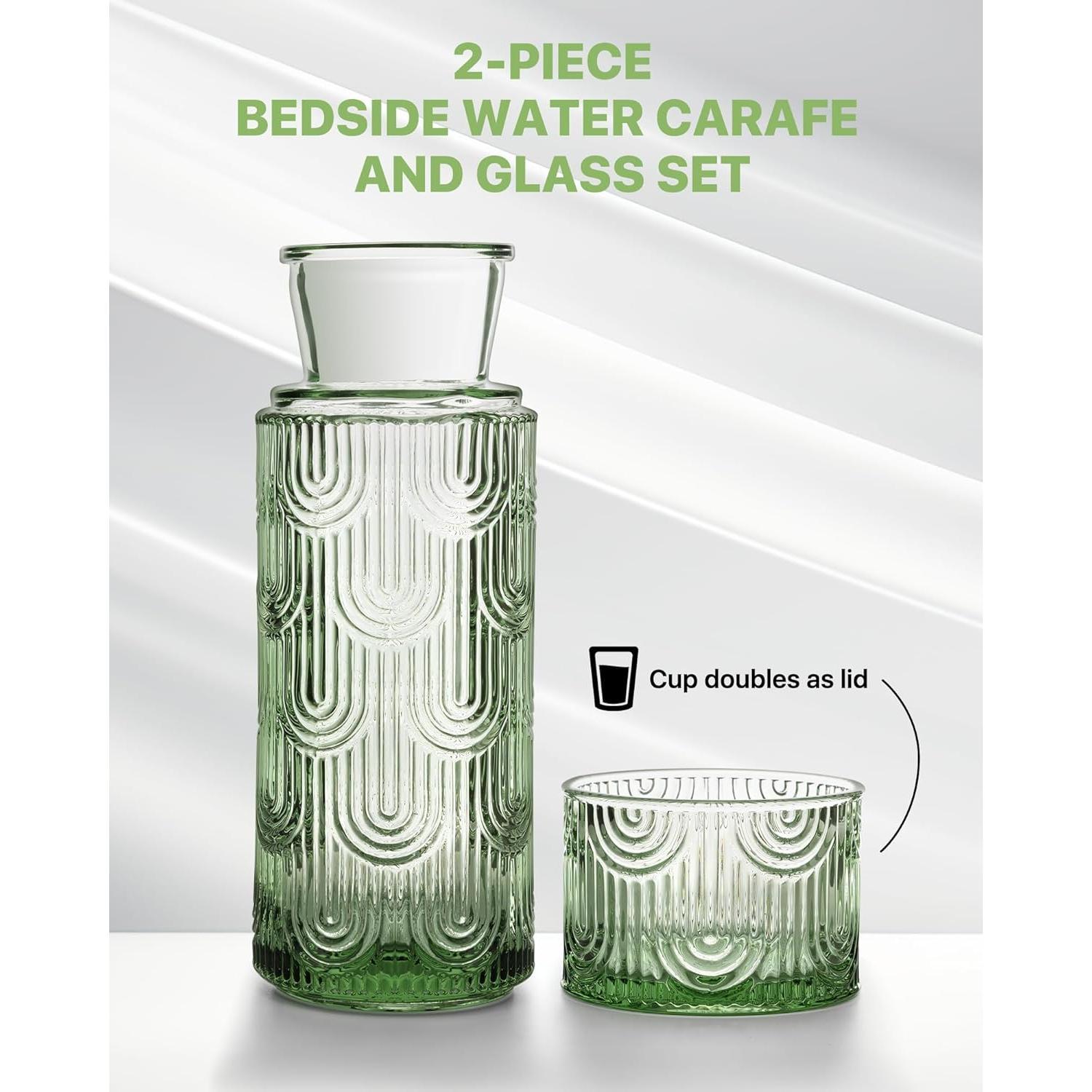Bedside Water Carafe and Glass Set, Mouthwash Dispenser for Bathroom ...