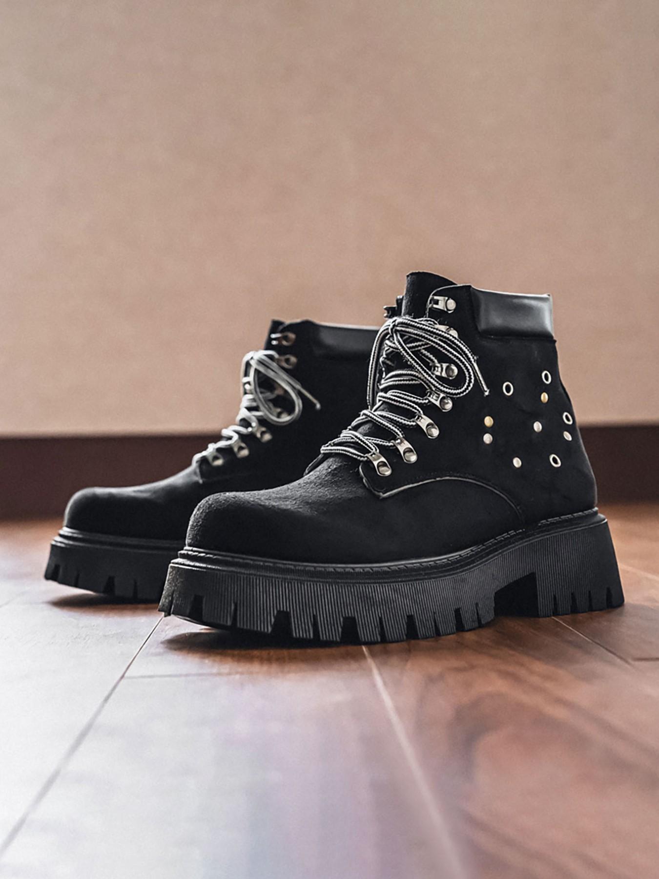 Men's Outdoor Platform Boots, Closed Height Increasing Thick Sole ...