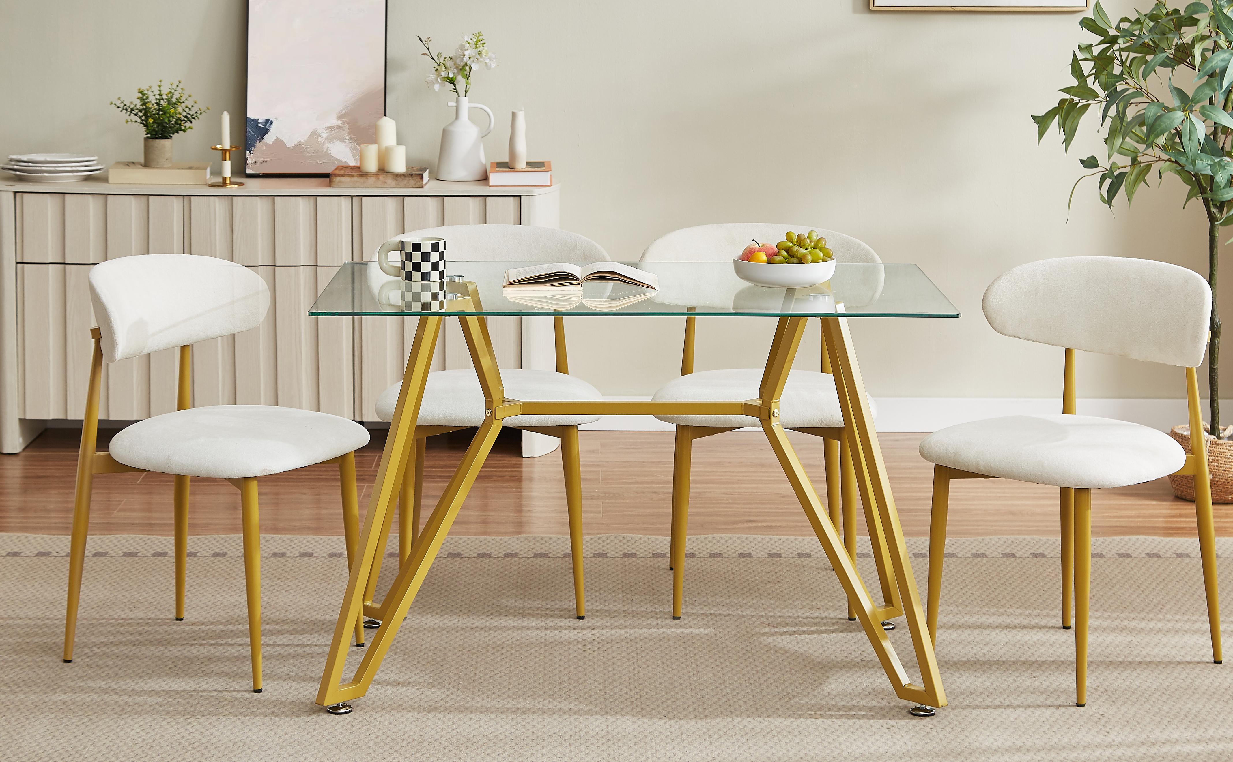 47.3-inch rectangular glass dining table, suitable for 1-6 people ...