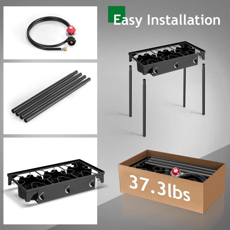 GEEKHOM 3-Burner Stove & Outdoor Grill Combo - 225K BTU Portable ...