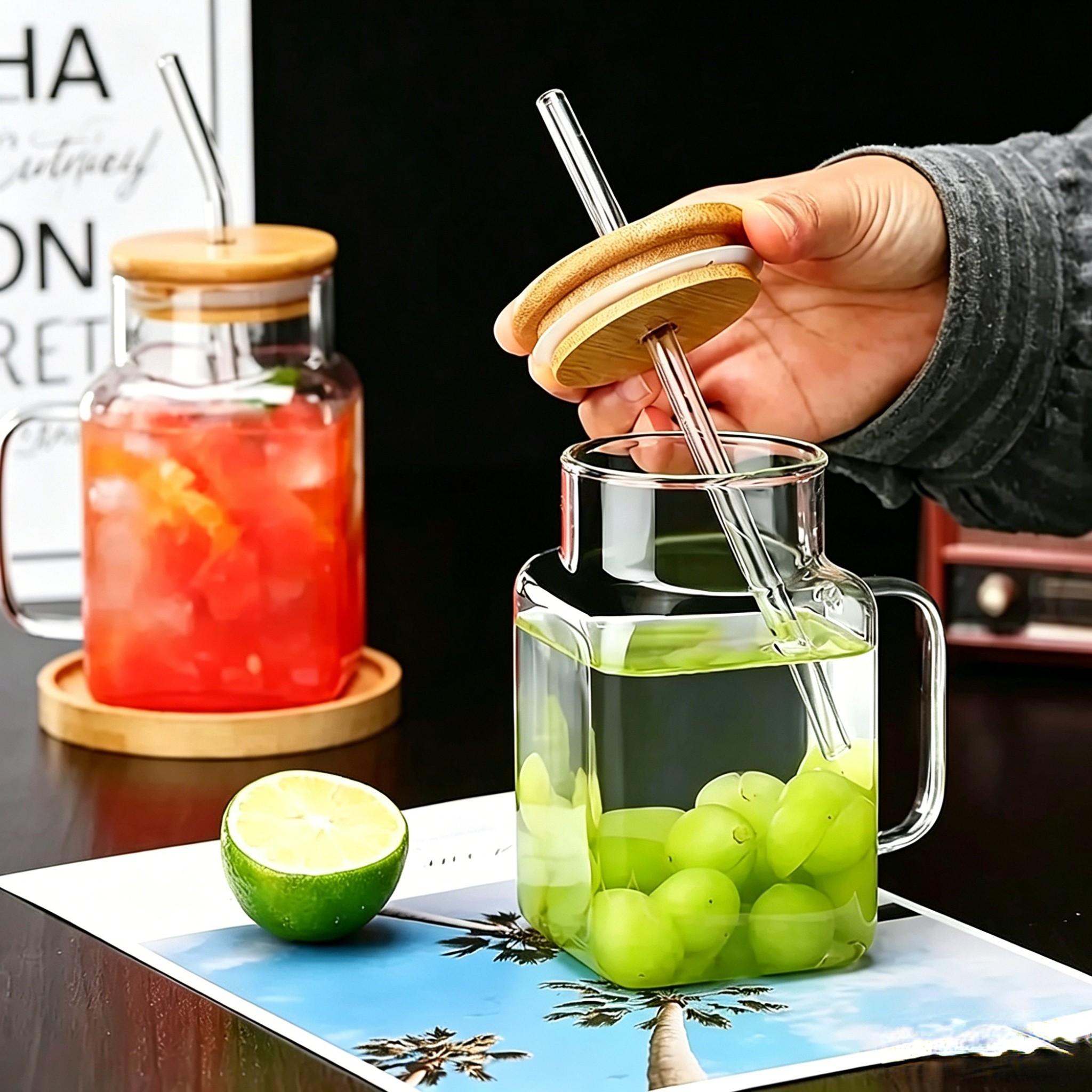 New Square Glass Milk Tea Cup, Fashion Straight Cylinder Design with ...