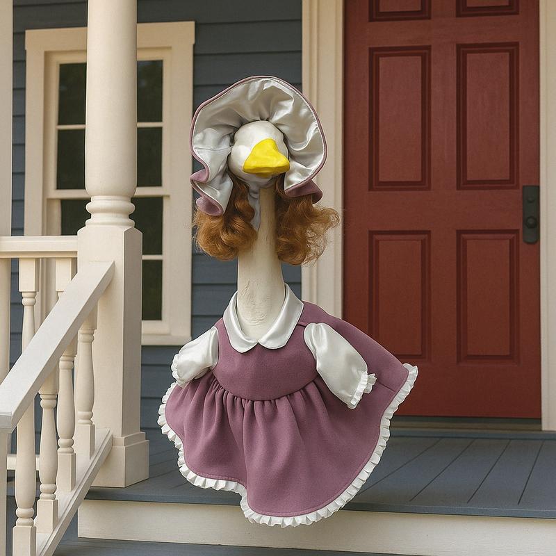 Funny Porch Goose Set, Skirt, Wig, Hat, Outdoor Garden Art Decoration ...