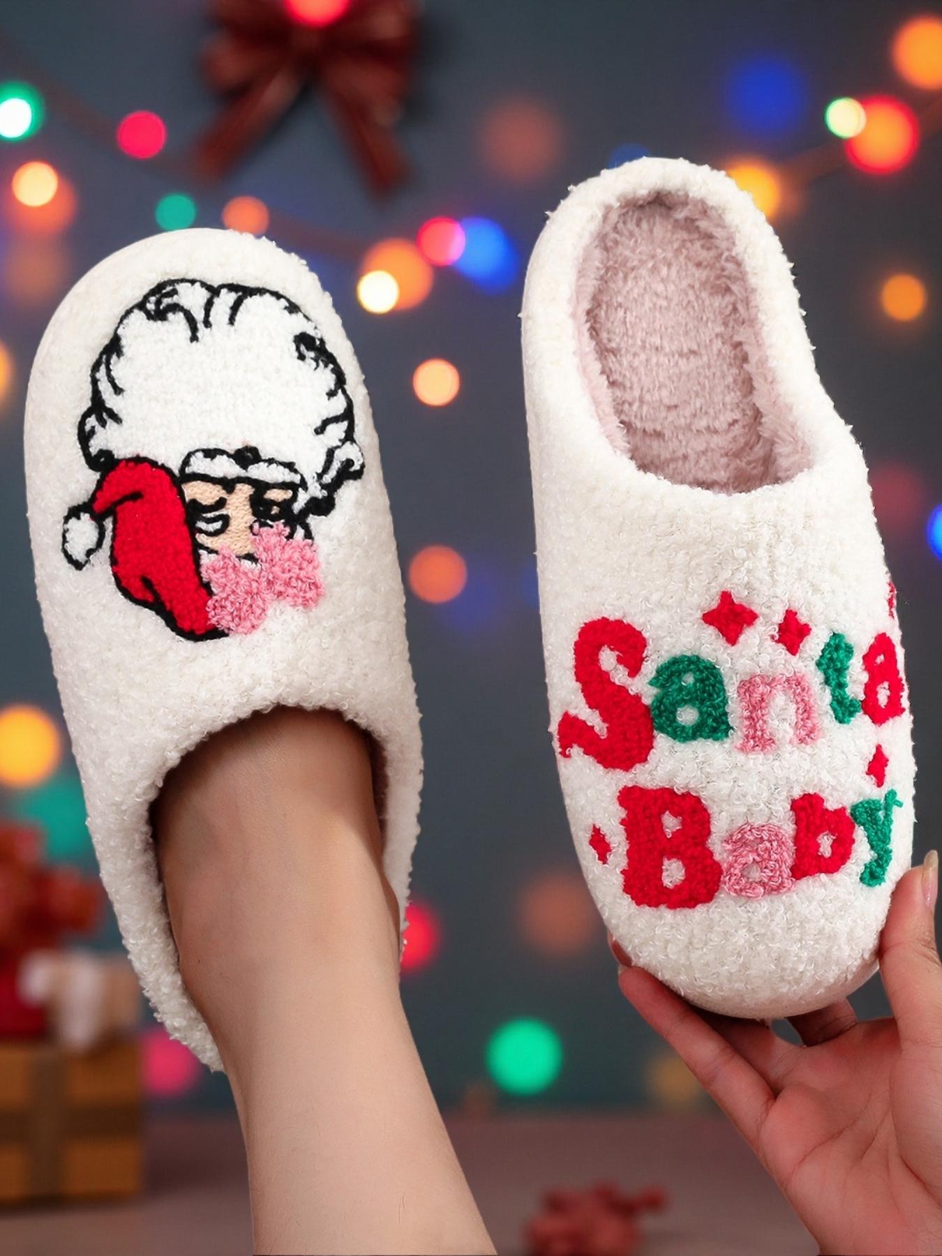 Women's Soft Plush Christmas Slippers, House Slippers, Warm Indoor ...