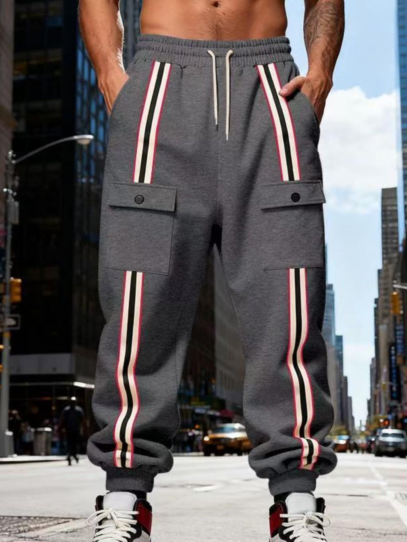 Men's Heavyweight Fleece Lined Jogger Pants, Casual Vintage Style ...