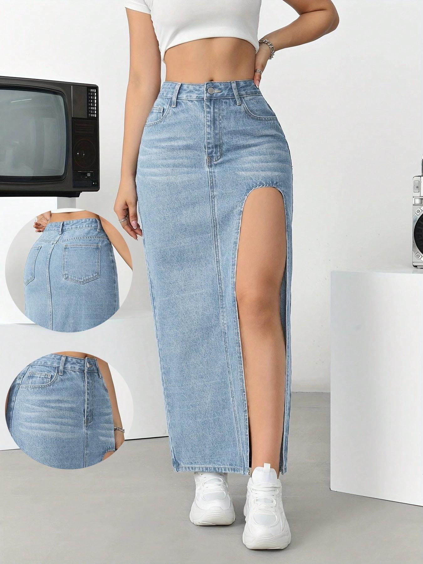 Women's Summer Sexy Fitted Irregular Slit A-Line Bottom Skirt, High ...