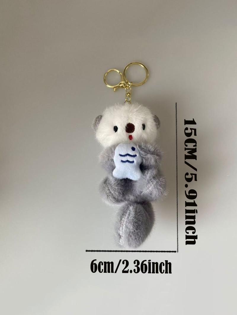 Cute Otter Plush Toy Keychain, Animal Pendant Charm, Birthday Gift ...