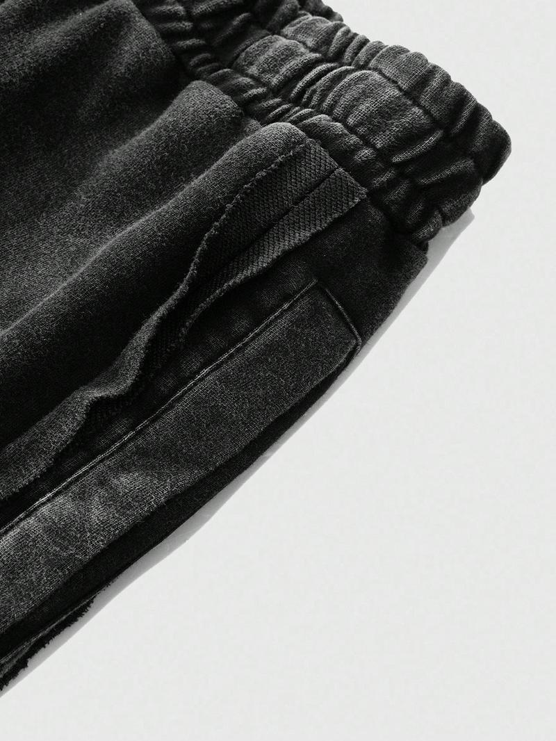 Men's Washed Cotton Sweatpants with Side Stitching, Gothic Pattern ...