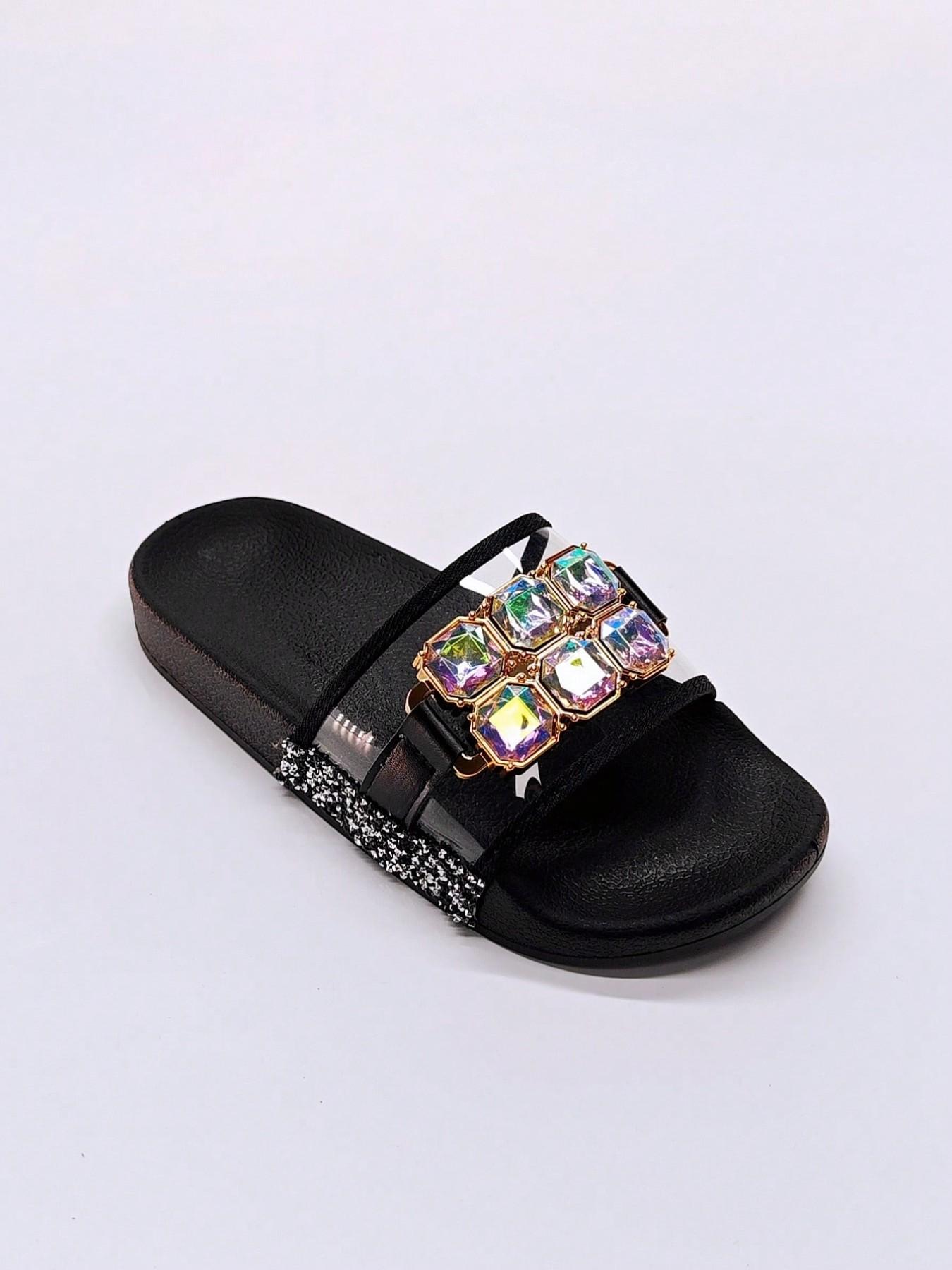 New Arrivals Black Shoes With Heart, Polka Dot Metal Buckle Casual Slip ...