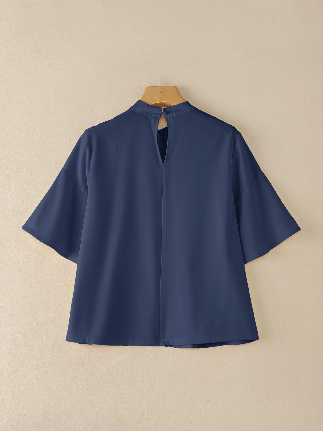 ZANZEA Women's Casual Loose Fit Top Blouse Shirt Elegant Stand Collar ...