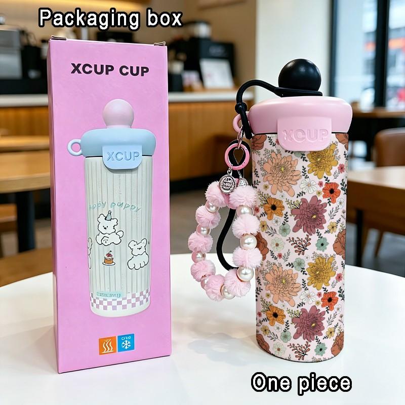 600ML Insulated Tumbler with Straw, Pearl Bead Bracelet, Retro Floral ...