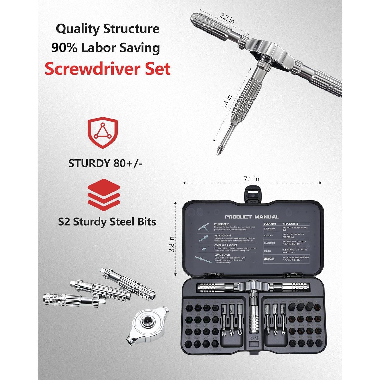 42 in 1 Ratchet Set, Rustproof Sets with Storage Case, Ratcheting Set ...