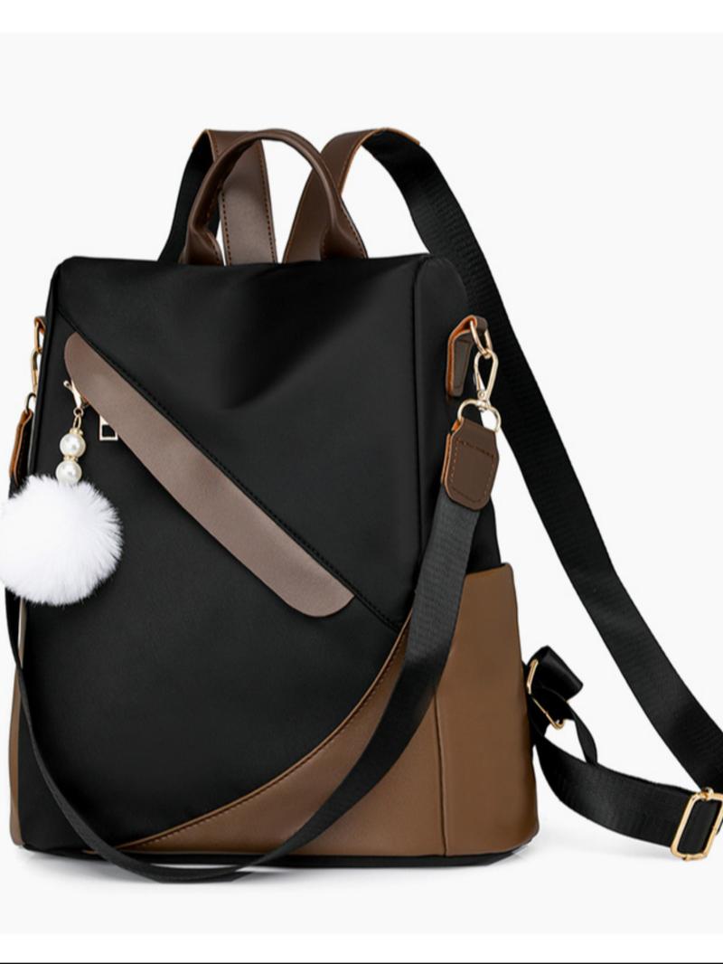 Women's Colorblock Anti-Theft Backpack, Geometric Patchwork Design ...