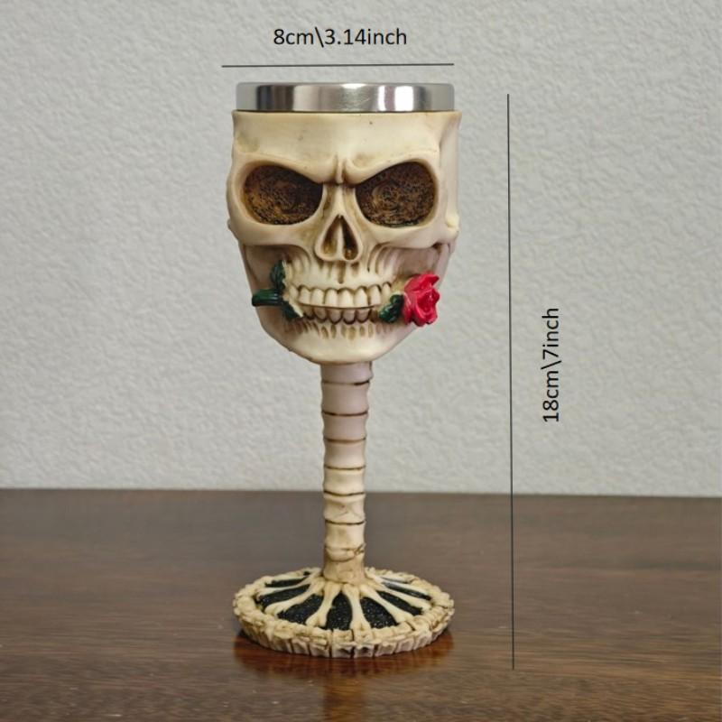 Gothic Rose Skull Tall Glass, Bone Dragon Cup, Stainless Steel ...
