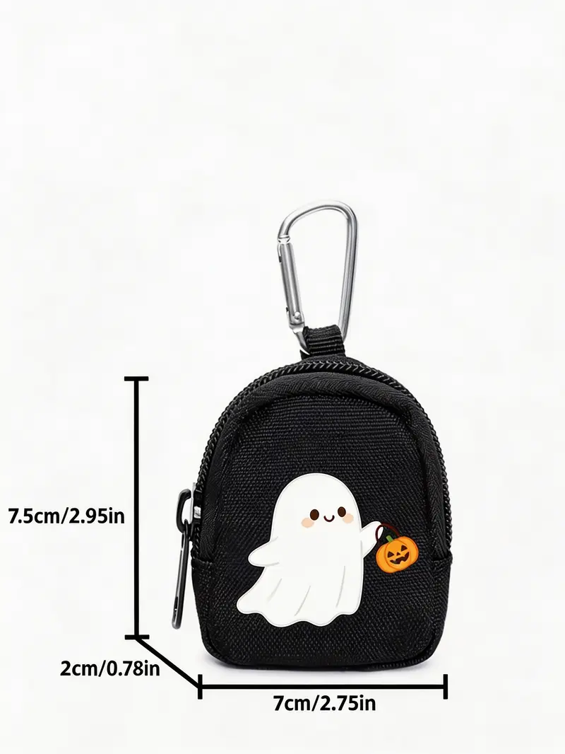 Halloween Cute Ghost Mini Backpack Bag Charm, Pumpkin Print Small ...