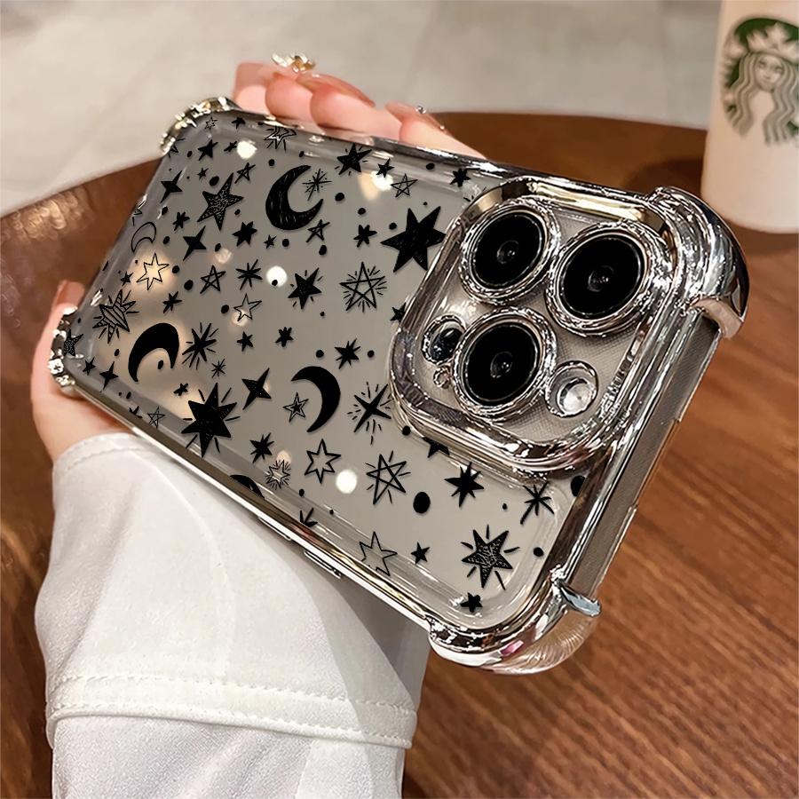 Phone Case: 1pc Moon and Star Pattern Phone Case Compatible with Apple ...
