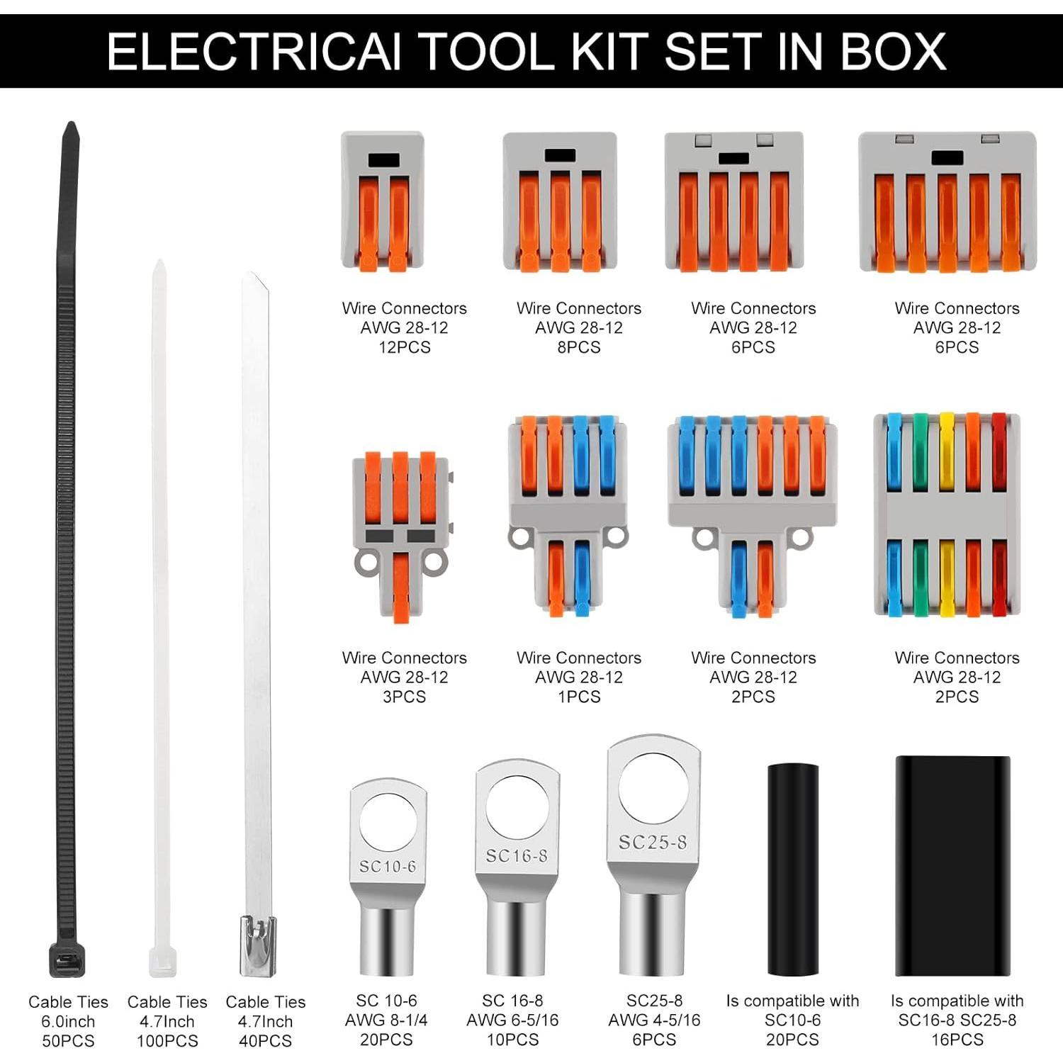 Marine Automotive Electrical Tool Kit Set with Wire Connectors ...