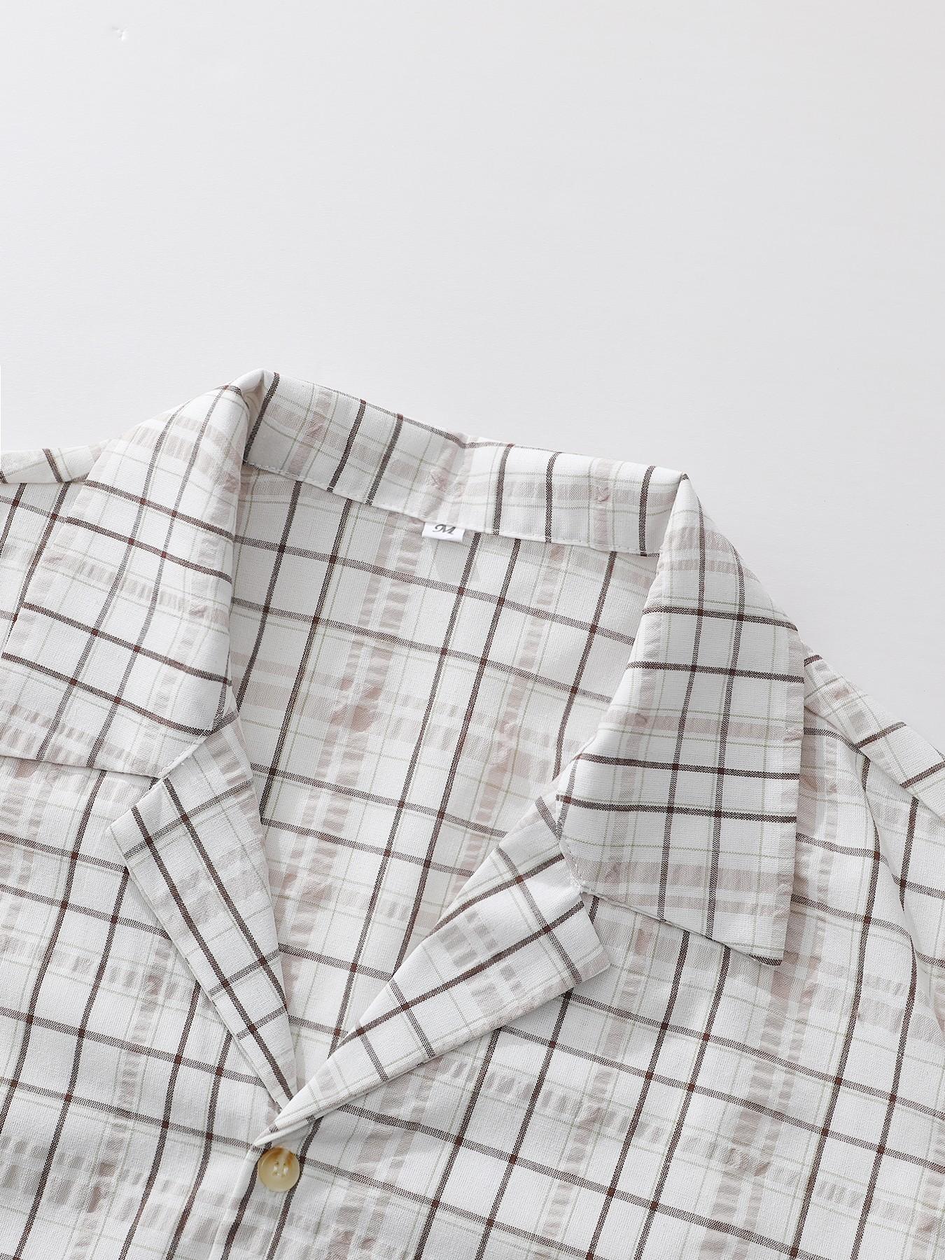 Men's Plaid Checked "FREEDOM" Print Fake Two-Piece Shirt, Patchwork ...