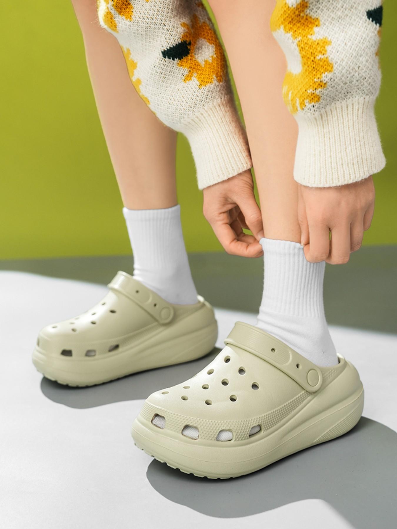 Unisex Platform Clogs: Minimalist White Design, Lightweight, Breathable ...