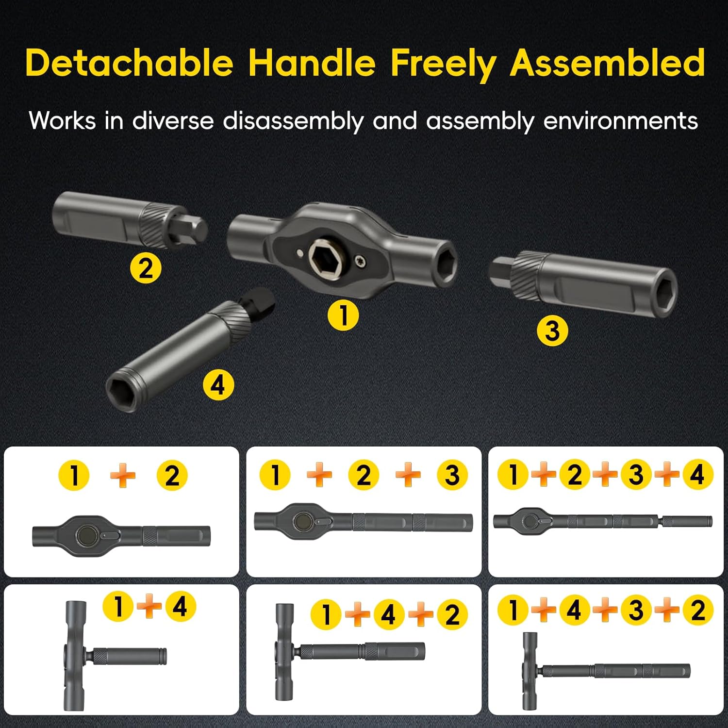 42 in 1 Set, DIY Ratchet Set with Detachable Handle&Multi-Bit Drive ...