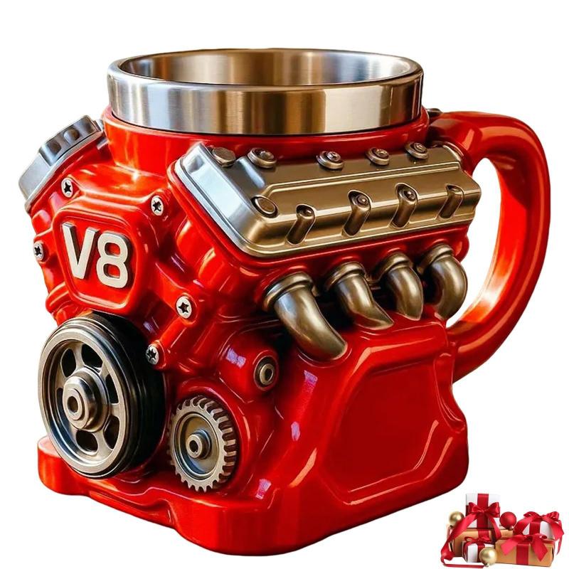 Retro Engine Coffee Mug V8 V6 - Stainless Steel Travel Mug with Precise ...