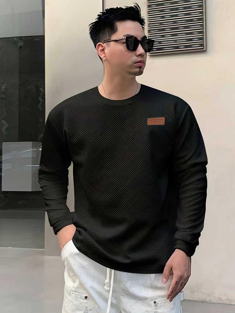 Men's Fashion Casual Sweatshirt - Soft Polyester Fiber, Round Neck ...