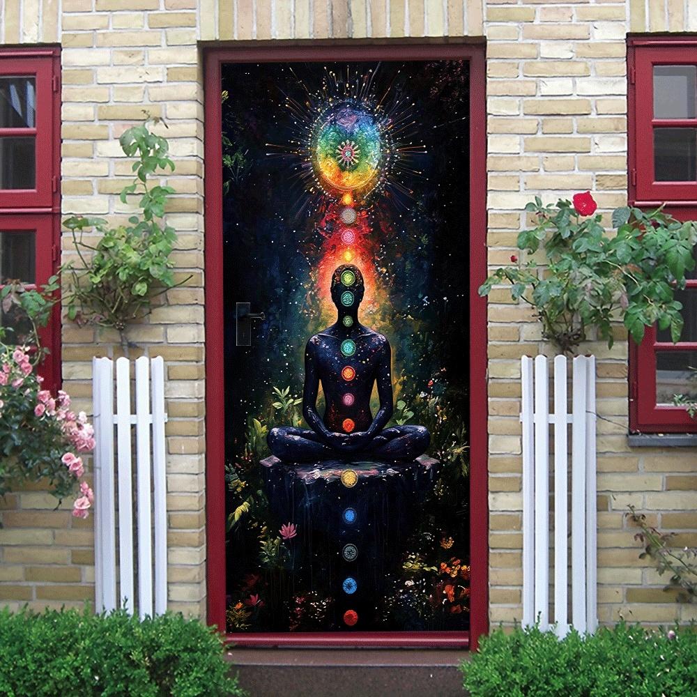 2pcs Chakra Meditation Wall Sticker Yoga Decorative Door Decal ...