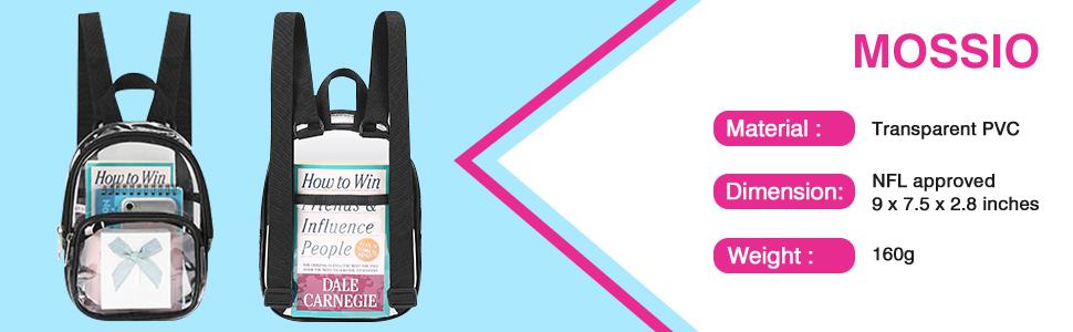 Mossio Clear Mini Backpack Stadium Approved, With Reinforced Straps ...
