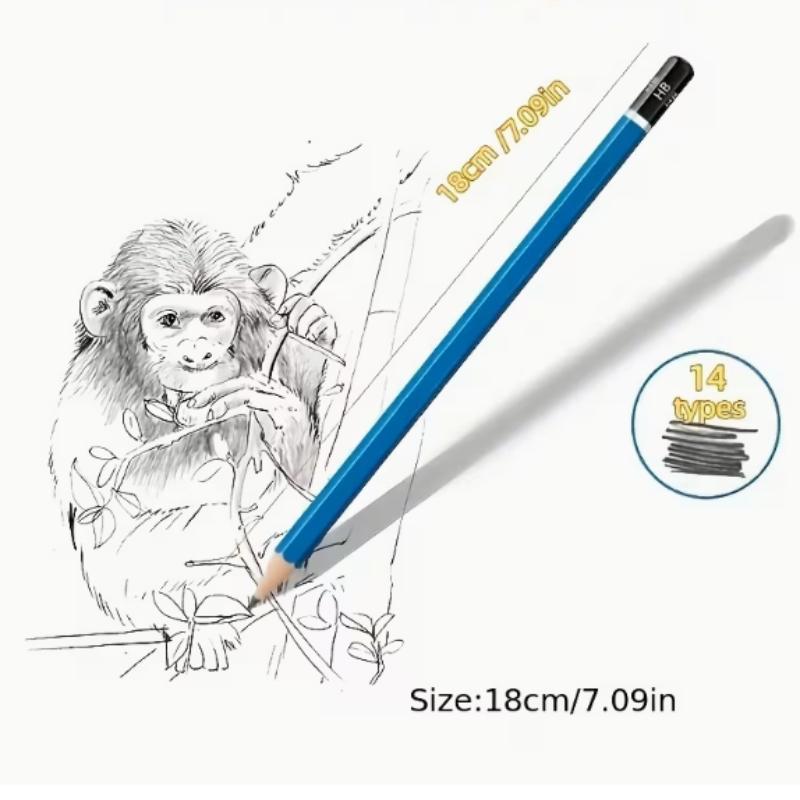 12-Piece Professional Sketch Pencil Set, Medium Hardness, Round Tip ...