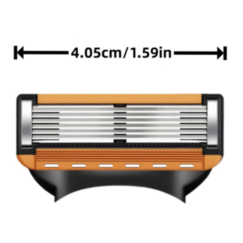 Men's Safety Razor Blades, 6 Layer Replacement Heads, Stainless Steel ...