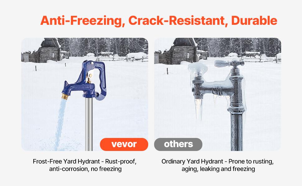 VEVOR Frost Proof Yard Hydrant, 4.25 FT Freeze-Proof Outdoor Faucet ...
