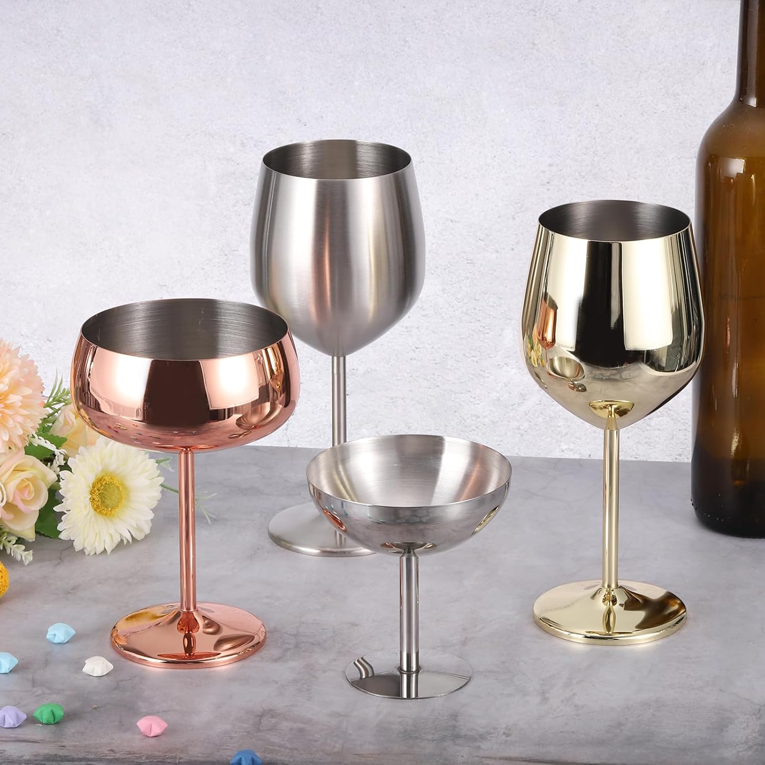Stainless Steel Martini Glasses, 1 count 450ml/16 OZ Unbreakable ...