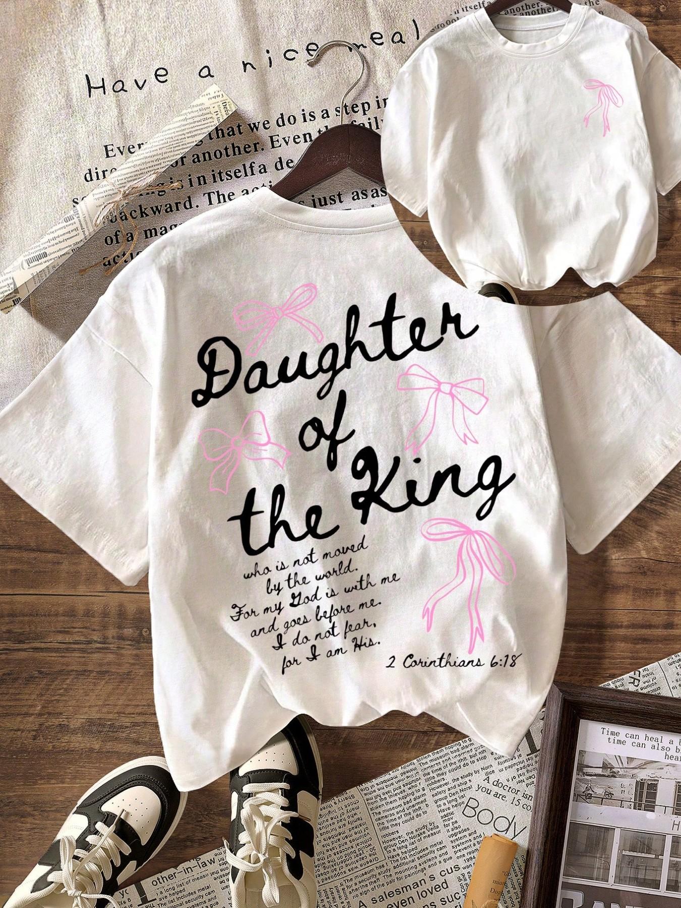 Daughter of the King Pink Bow Coquette Graphic Tee | Y2K Aesthetic ...