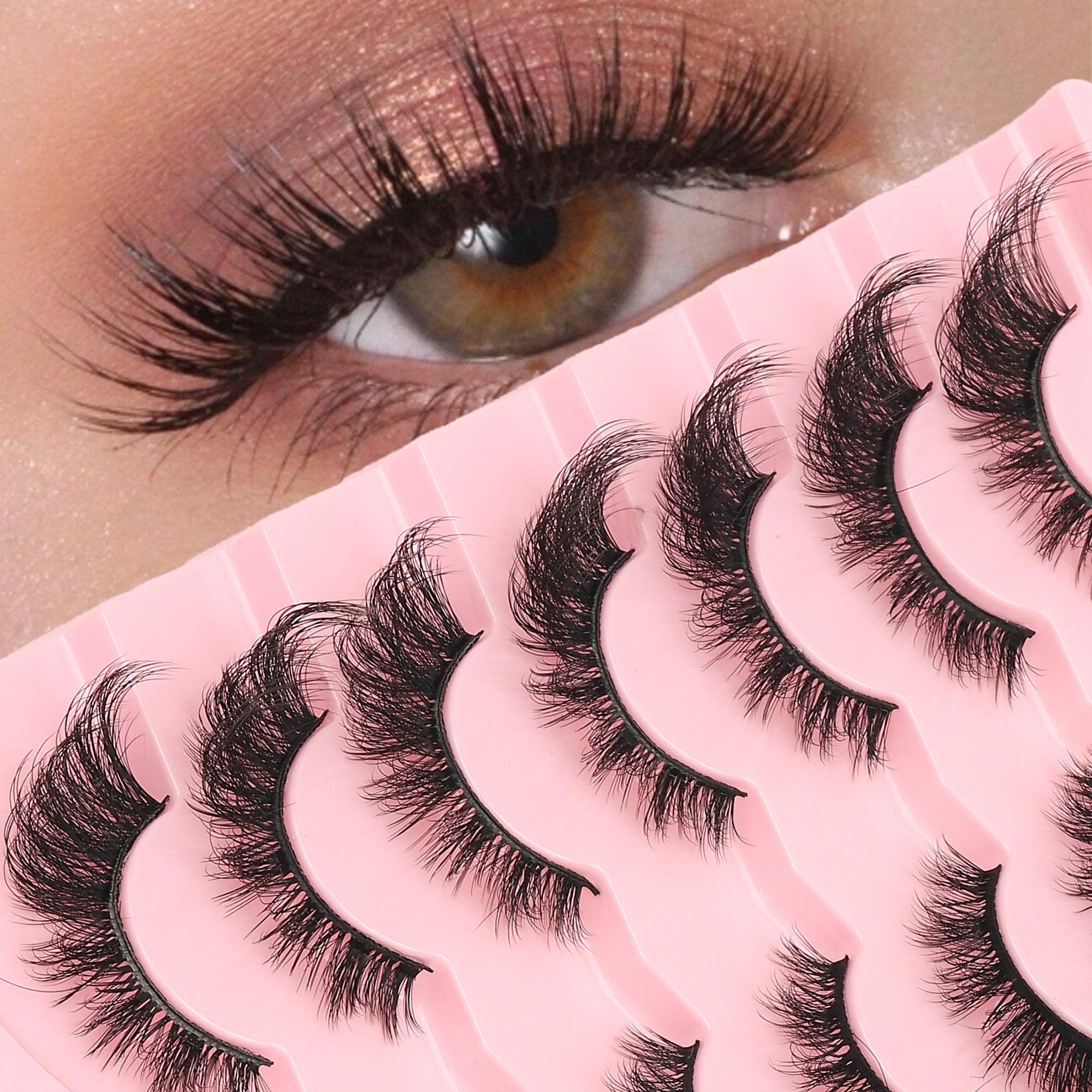 7 Pairs 3D Curled Dense Eyelashes, Mixed Lengths 8-18mm, Soft Reusable ...
