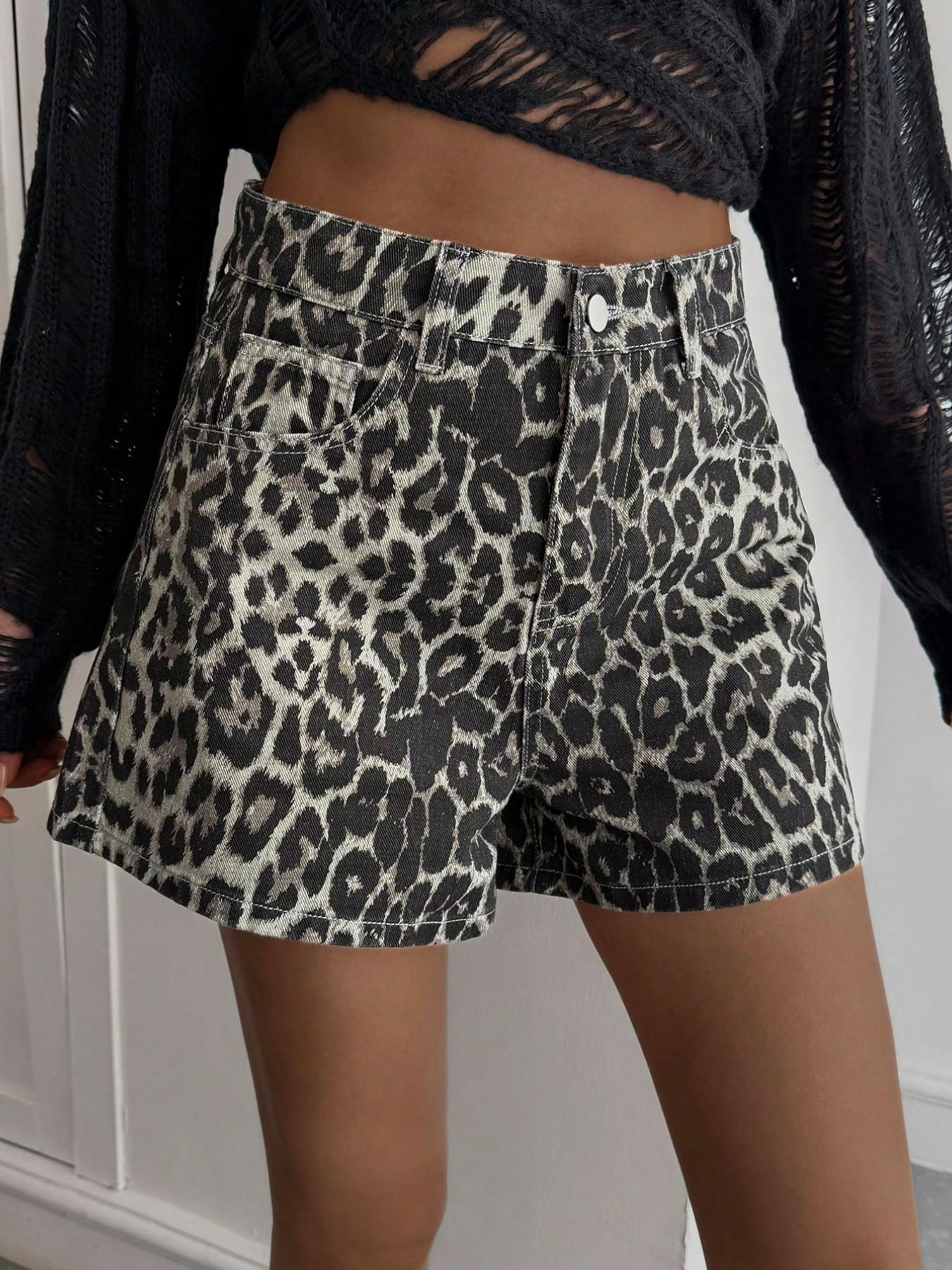 Leopard Print Denim Capri Pants for Women, Womenswear, Summer New ...