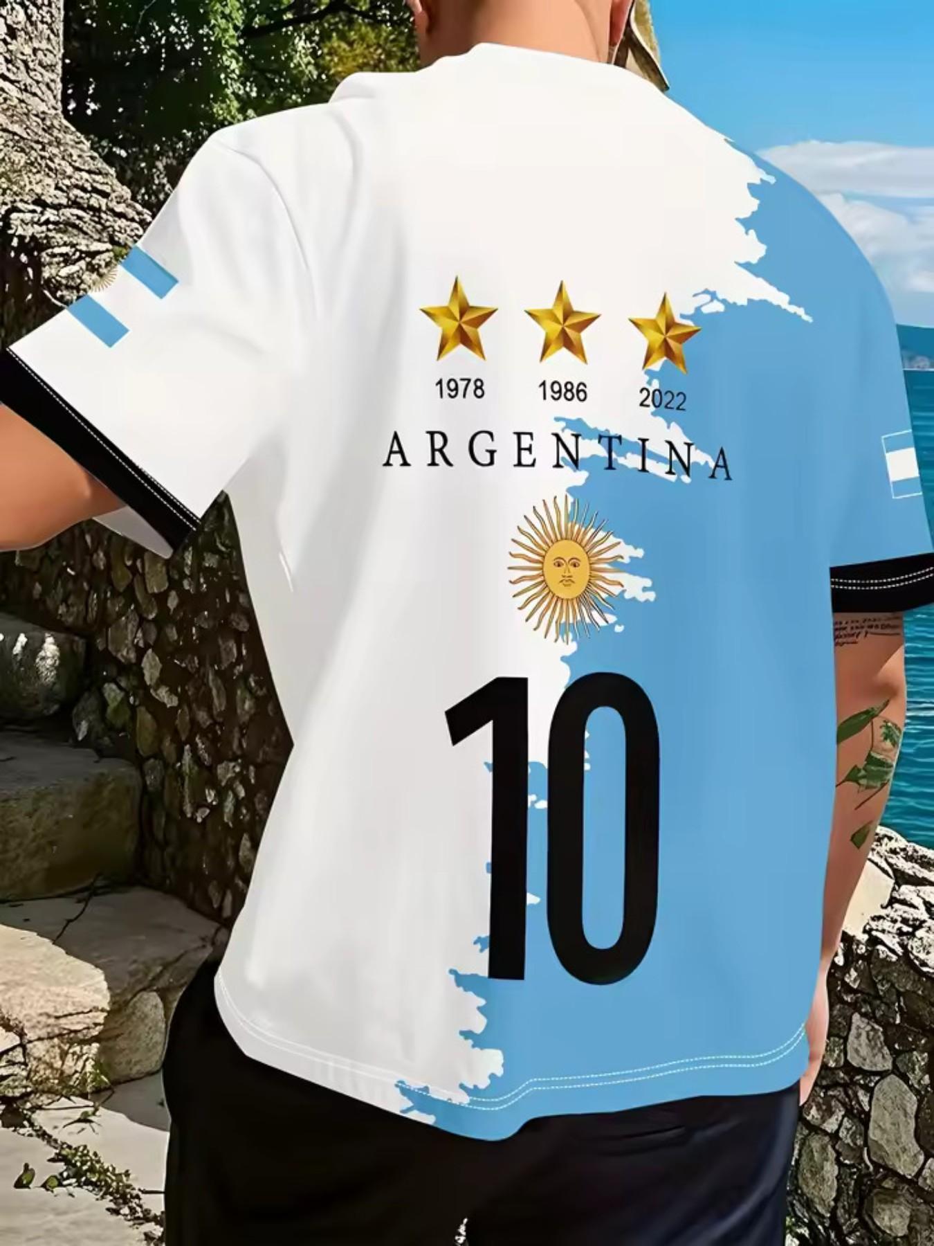 Men's Argentina National Team Football Graphic Pattern T-Shirt Tops ...