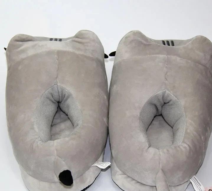 Cartoon Full Covered Cat Slippers Warm Winter Slides Soft Plush Doll ...