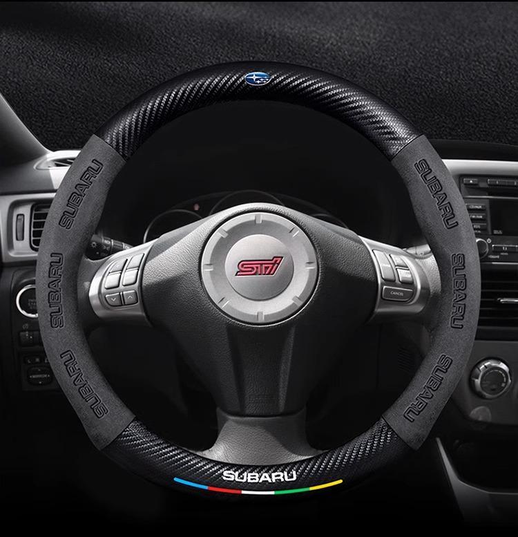 Car Suede Carbon fiber Anti-slip Ventilate Steering Wheel Cover For ...