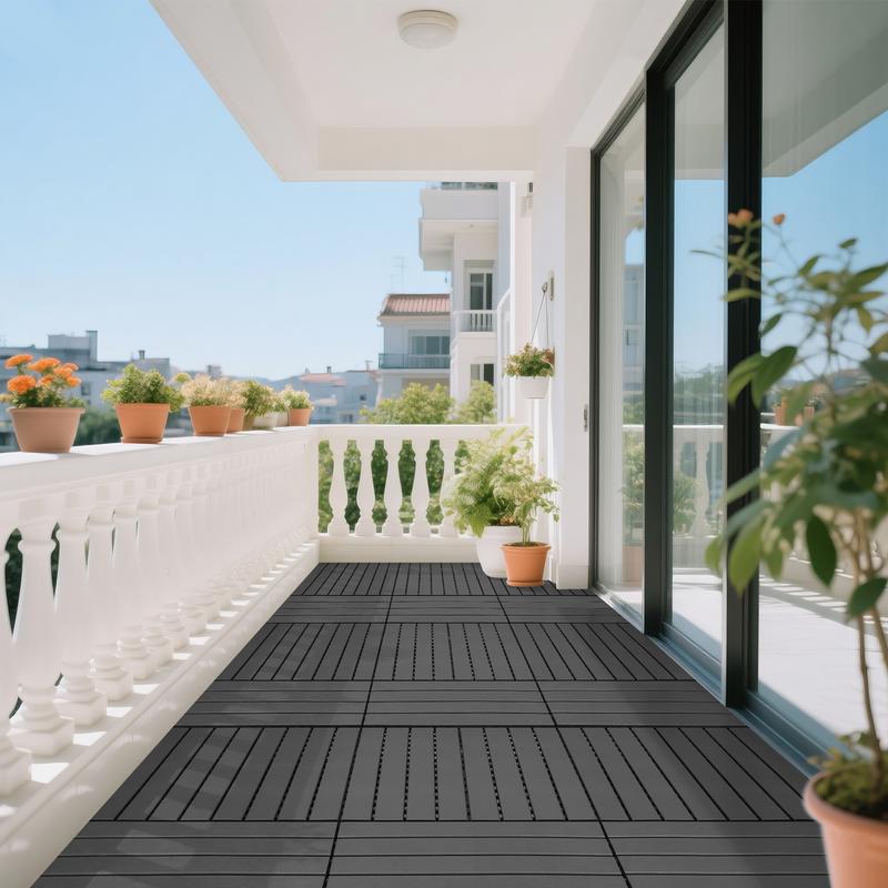 24PCS Interlocking deck Tiles, 24x12 Inch Waterproof Outdoor Floor, DIY ...