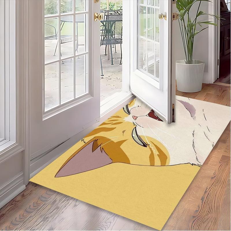 1pc Anime Cat Yawn Pattern Fluffy Minimalist Area Rug, Polyester 100% ...