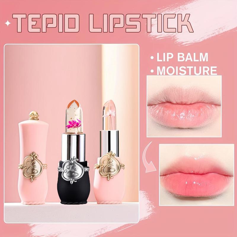 12pcs Crystal Flower Jelly Lipstick Long-lasting Moisturizing Lipstick ...