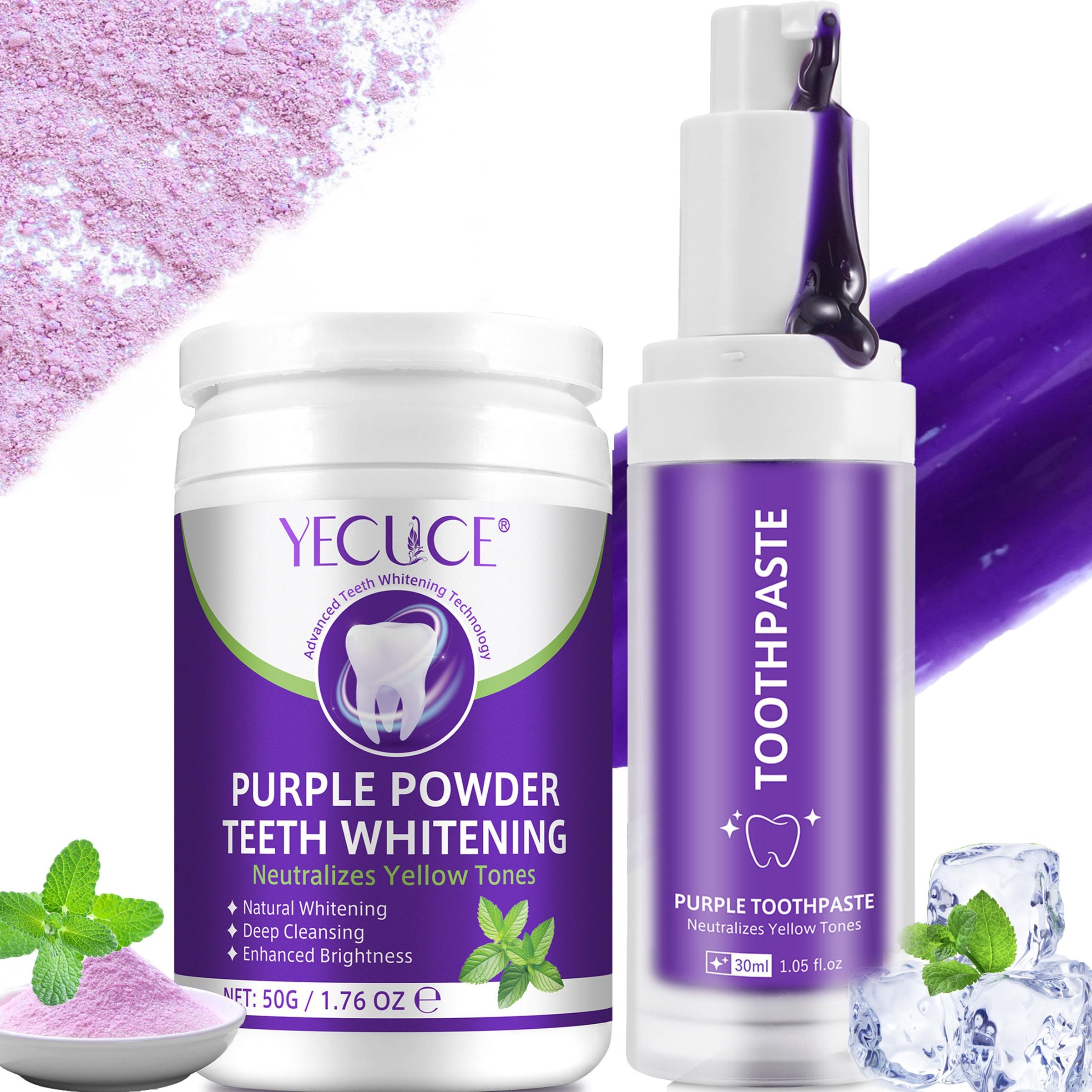 Purple Toothpaste & Purple Tooth Powder, 2 Counts/set Deep Cleansing ...