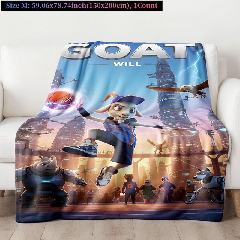 Goat Basketball Throw Blanket, Action Packed Cartoon Sports Design ...