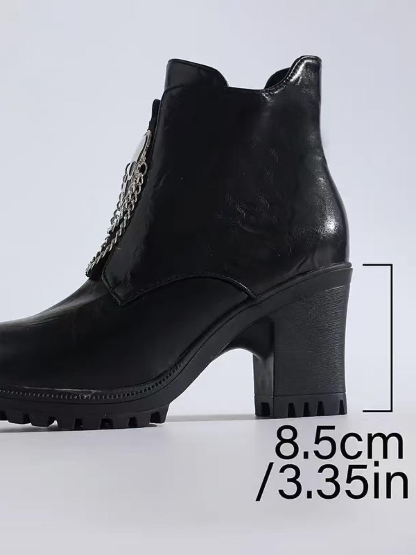 Halloween Metal Skull Decor High Heel Knee Boots, Side Zipper Closure ...