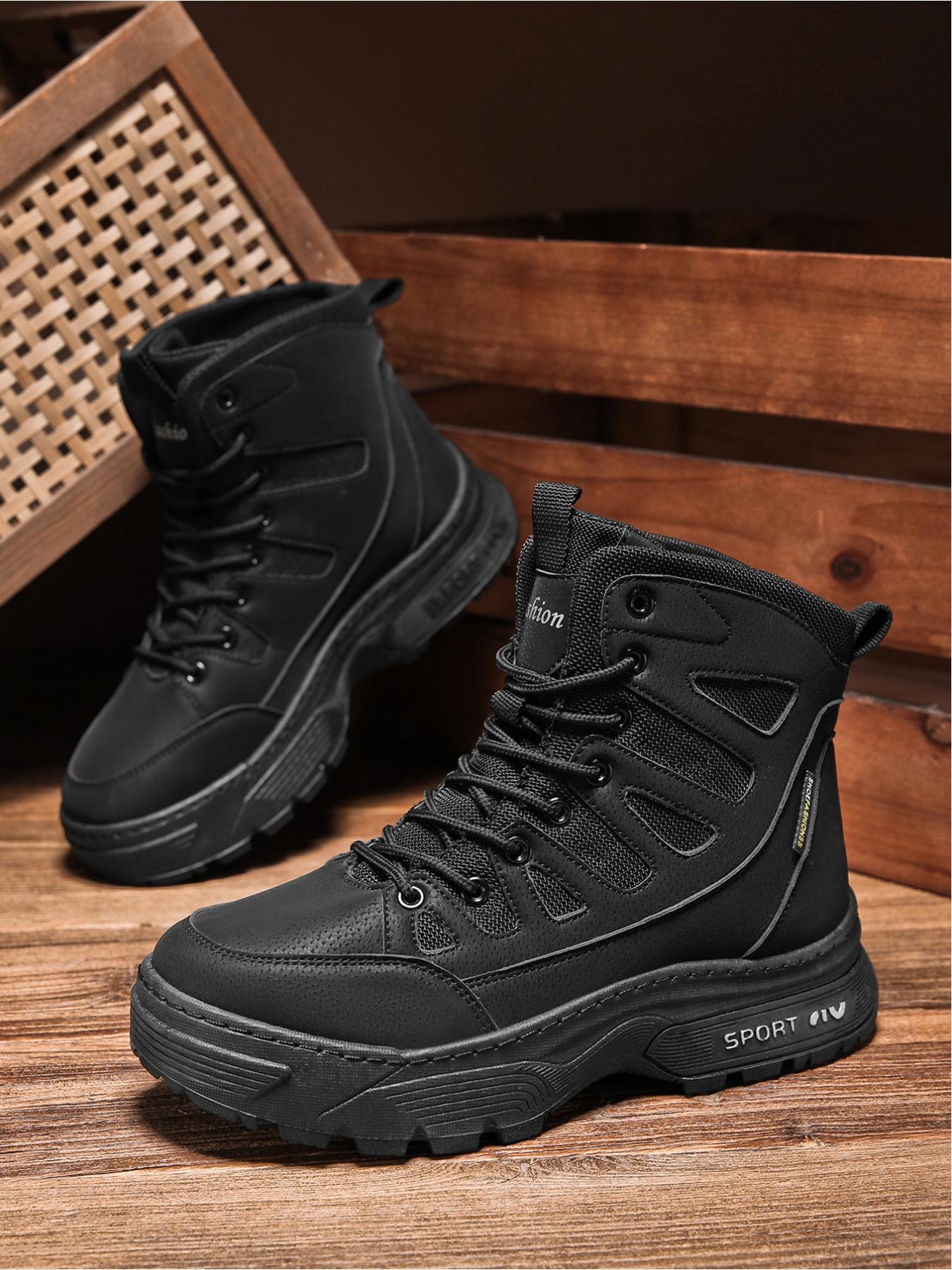 Men's Outdoor Work Boots | Lace-Up Slip Resistant Big Size Shoes, Ideal ...