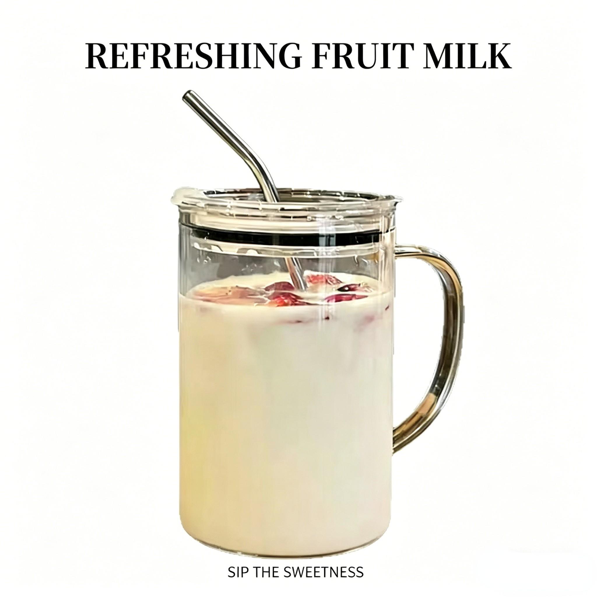 1000ML High Borosilicate Glass Cup, Stylish Handle Mug, Heat Resistant ...