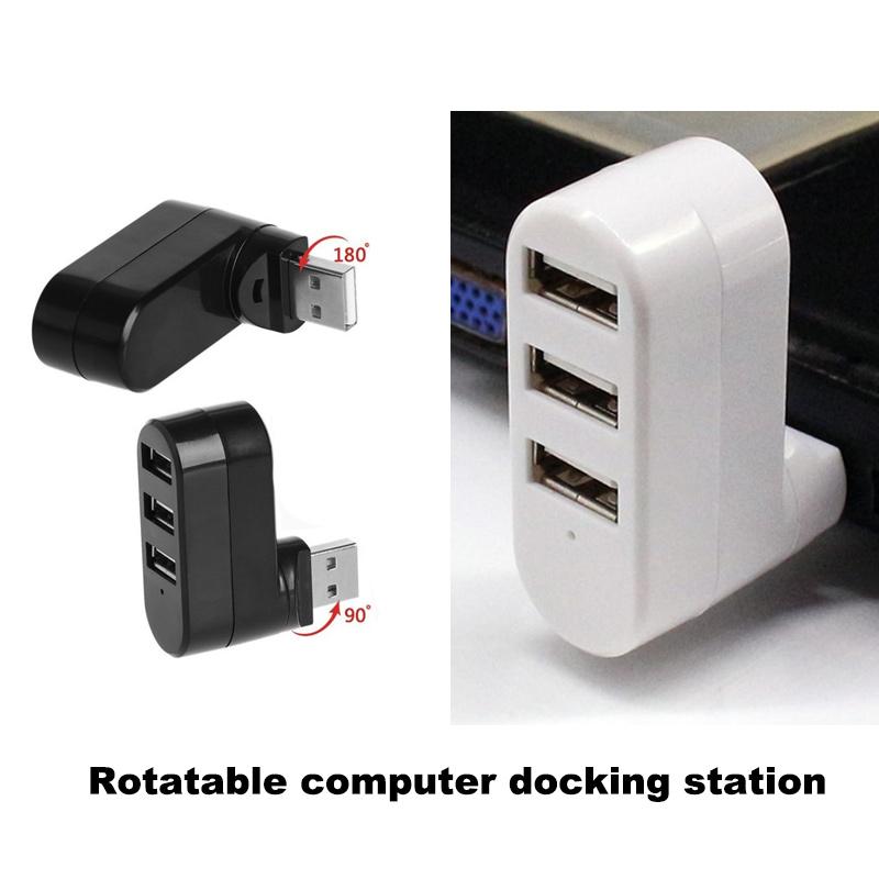 180 Degree Rotating 3-Port High-Speed USB 2.0 HUB Splitter, Desktop and ...