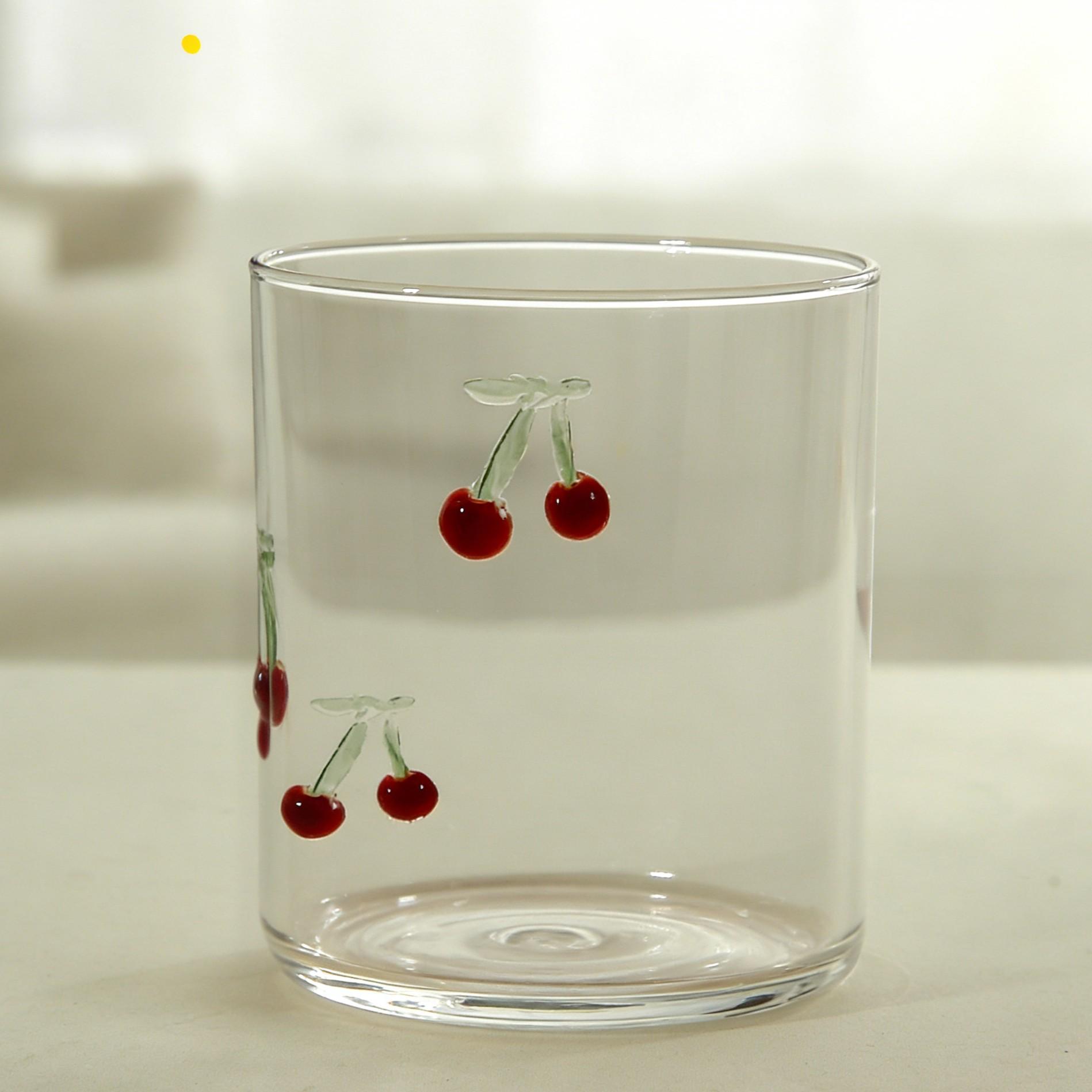 Creative Cherry Design Handle-Free Glass Tumbler, Elegant Minimalist ...