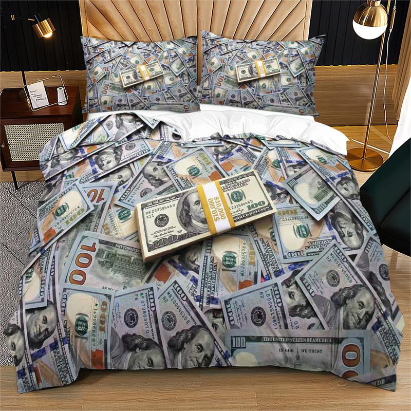 2/3 Piece Set of US dollar Printed Pattern Bedding Set,Cash USD ...