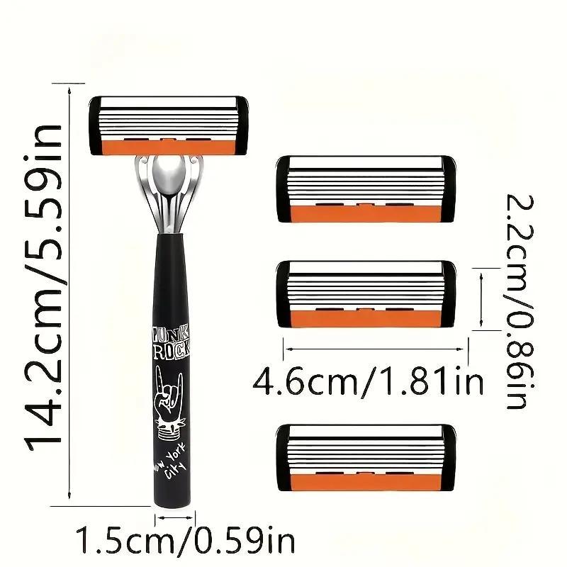 Men's Manual Razor Set with 2 Handles, 30/60 Replaceable Blades ...